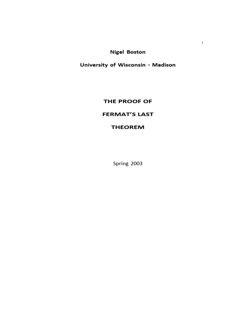 Fermat's Last Theorem | PDF | Group (Mathematics) | Ring (Mathematics)