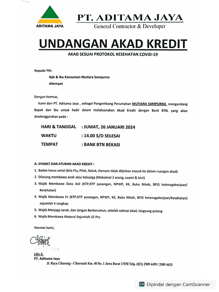 Undangan Akad Kredit TGL 26 Januari 2024 | PDF