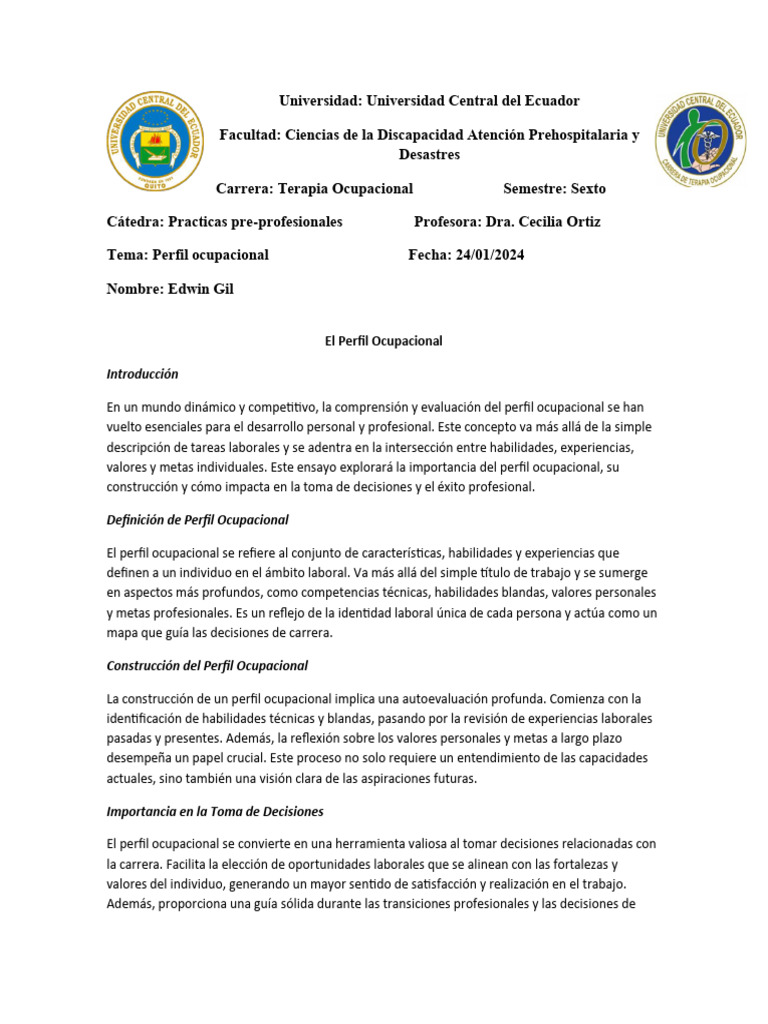 El Perfil Ocupacional | PDF