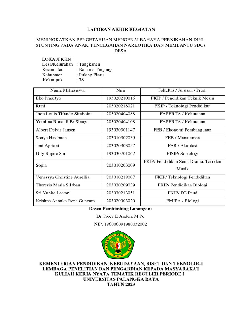 Laporan Akhir Kegiatan KKN Kel 78 | PDF | Ilmu Sosial