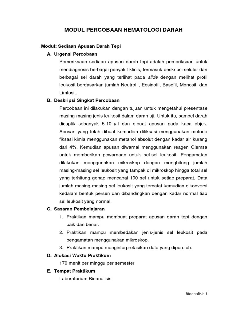 Pembuatan Apusan Darah Tepi | PDF