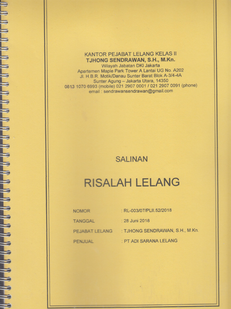 Risalah Lelang PL Ii Tjong S | PDF