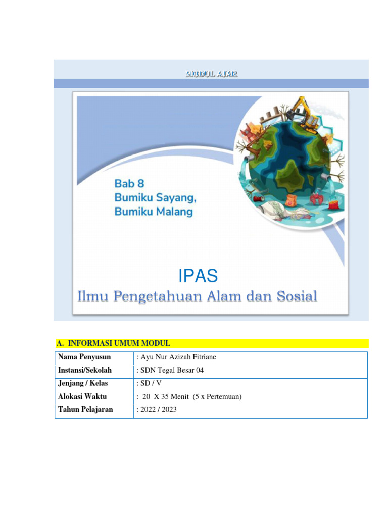 Ipas Kelas 4 SD - Bumiku Sayang Bumiku Malang | PDF | Sains & Matematika