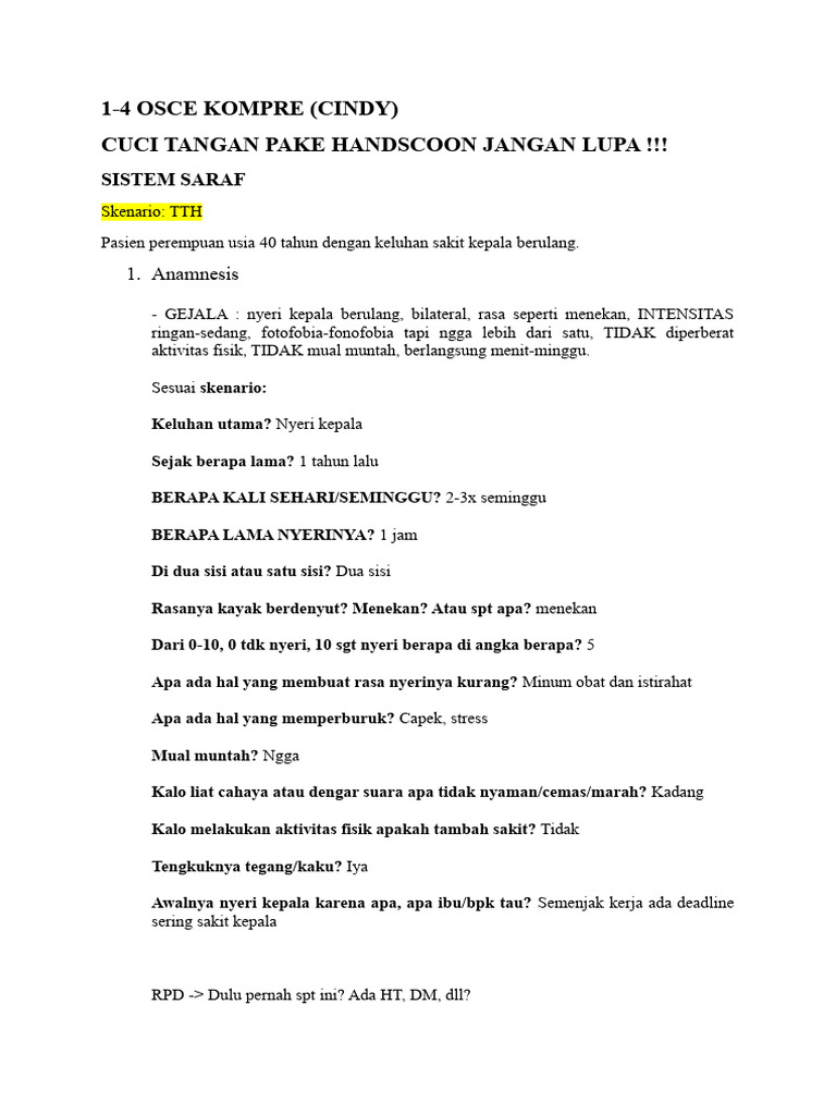 Osce Kompre 1-4 Cindy | PDF