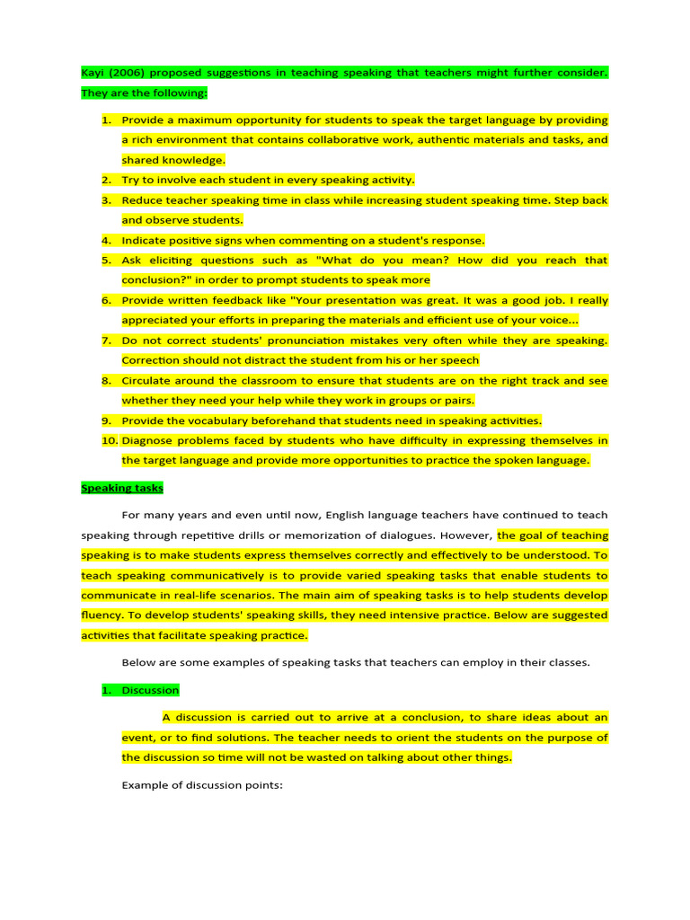 Macro Skills Report Part 2 1 | PDF | Rubric (Academic) | Fluency