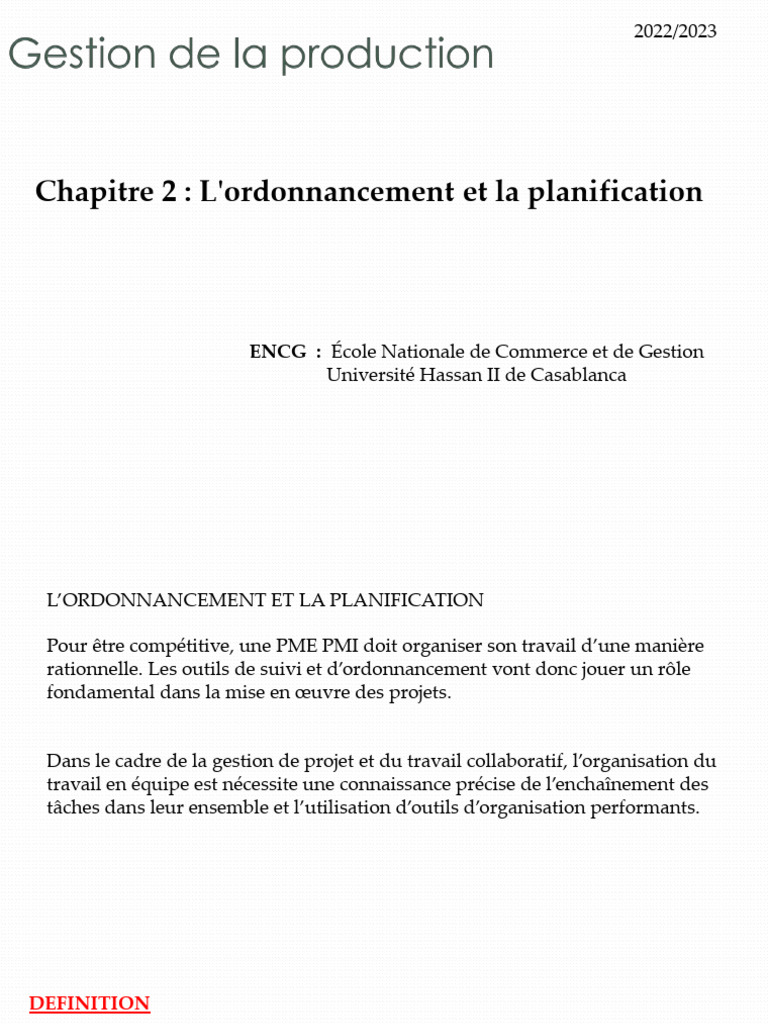 CH2 Planification Ordonnancement | PDF