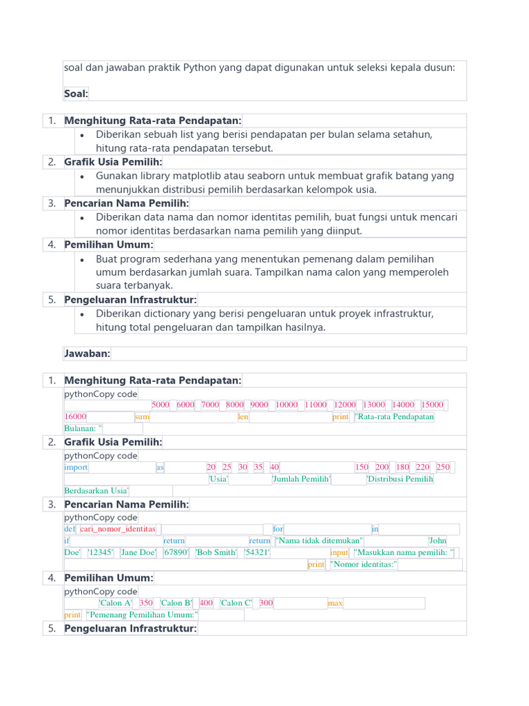 Soal Dan Jawaban Praktik Python | PDF