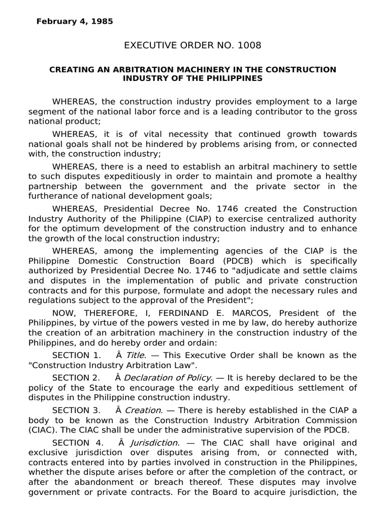 Eo No. 1008 | PDF | Arbitral Tribunal | Arbitration