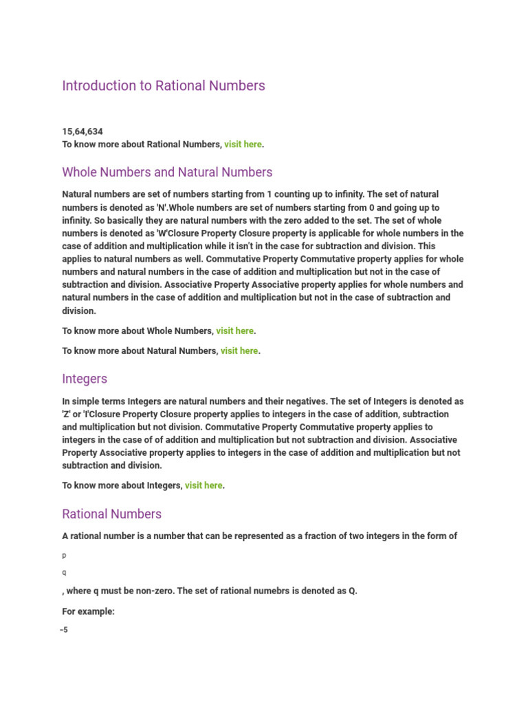Rational Numbers Review | PDF