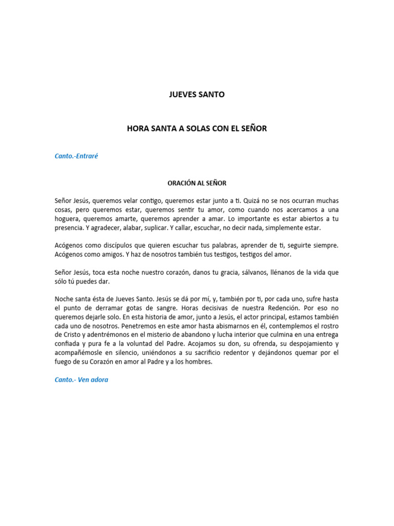 Vigilia Jueves Santo | PDF | eucaristía | Cristo (título)