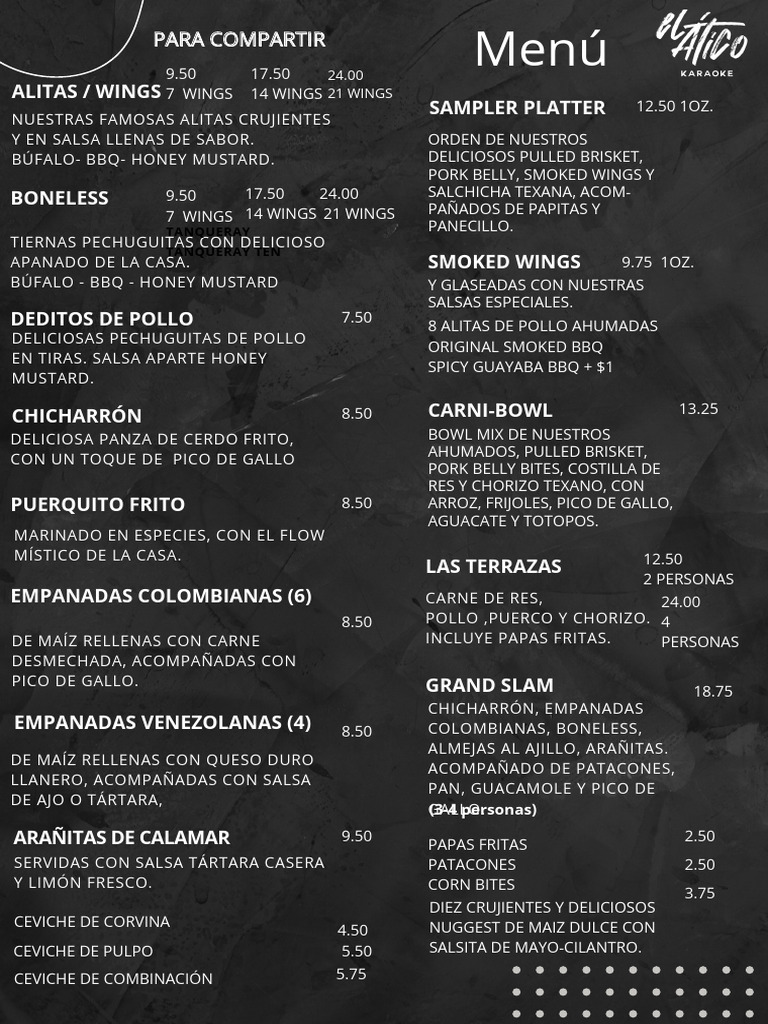 Menú El ÁTICO | PDF