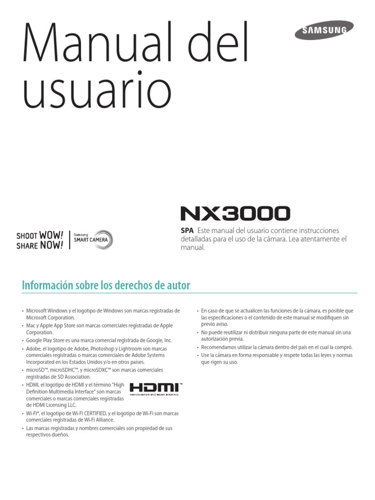 NX3000 Spanish | PDF | Cámara | Cargador de batería