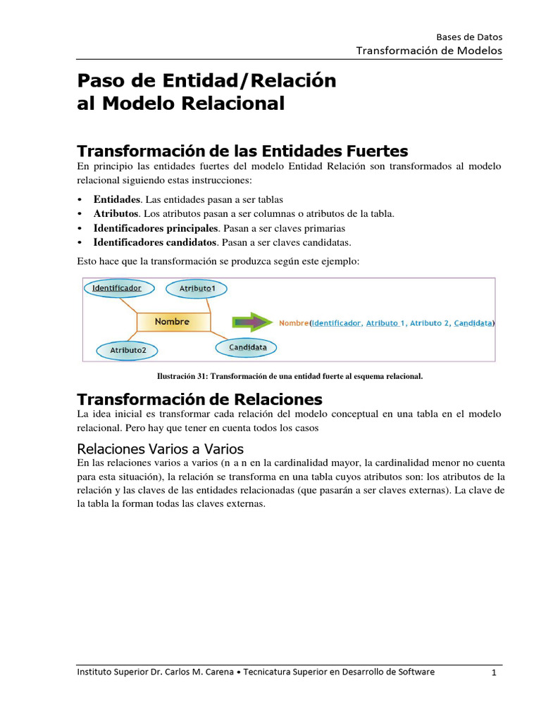 Transformacion ER A Relacional | PDF | Base de datos relacional ...