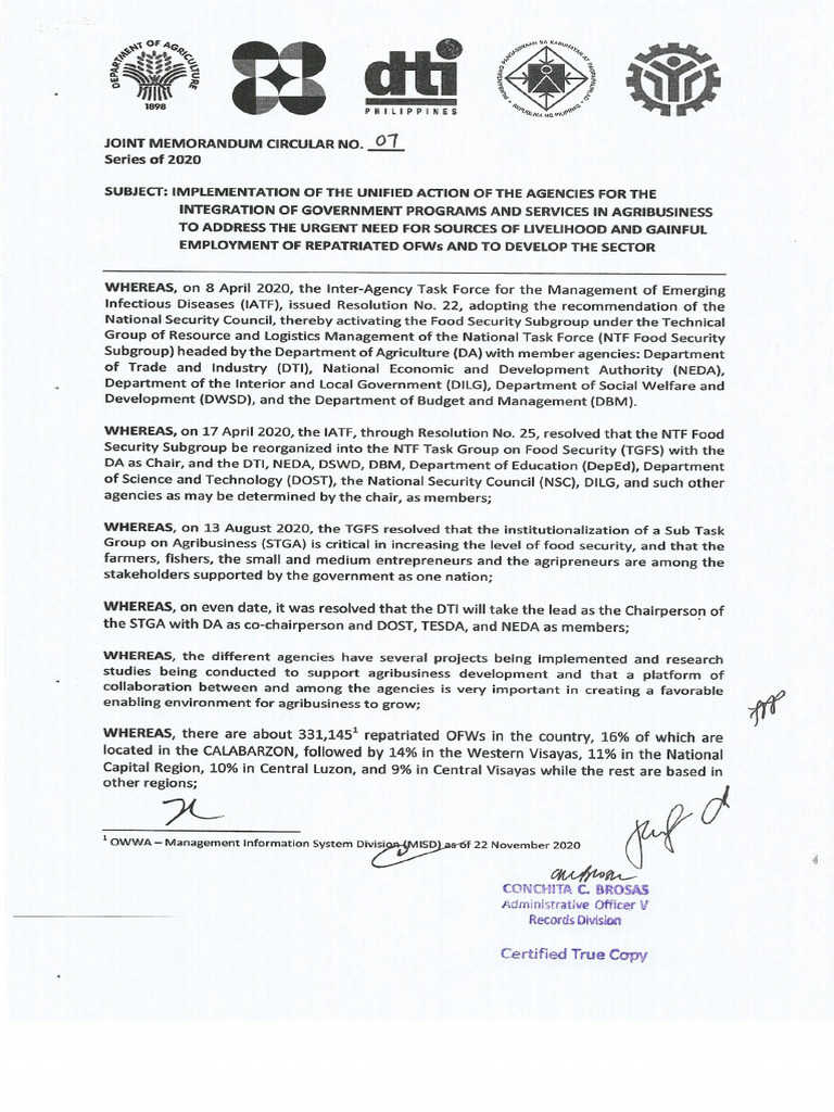 Da Dost Dti Neda Tesda Joint Memorandum Circular No 07 | PDF