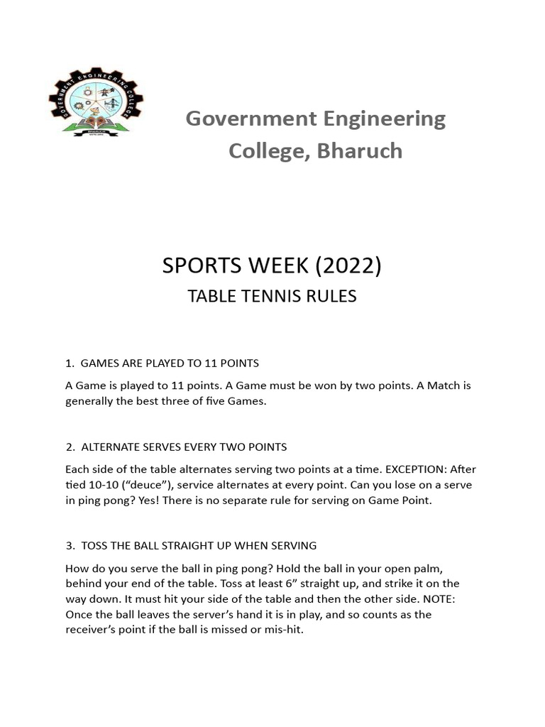 Table Tennis Rule Book | PDF | Table Tennis | Sports Equipment