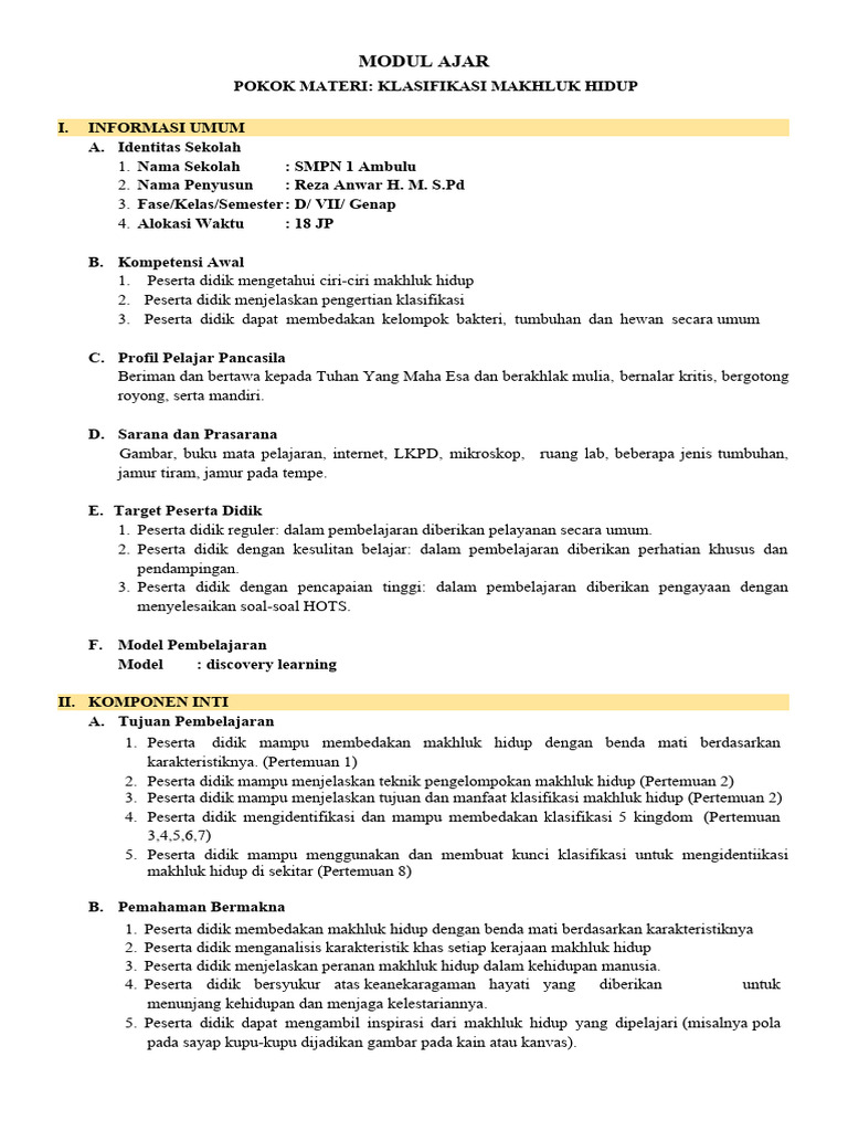 Modul Klasifikasi Mh Pdf