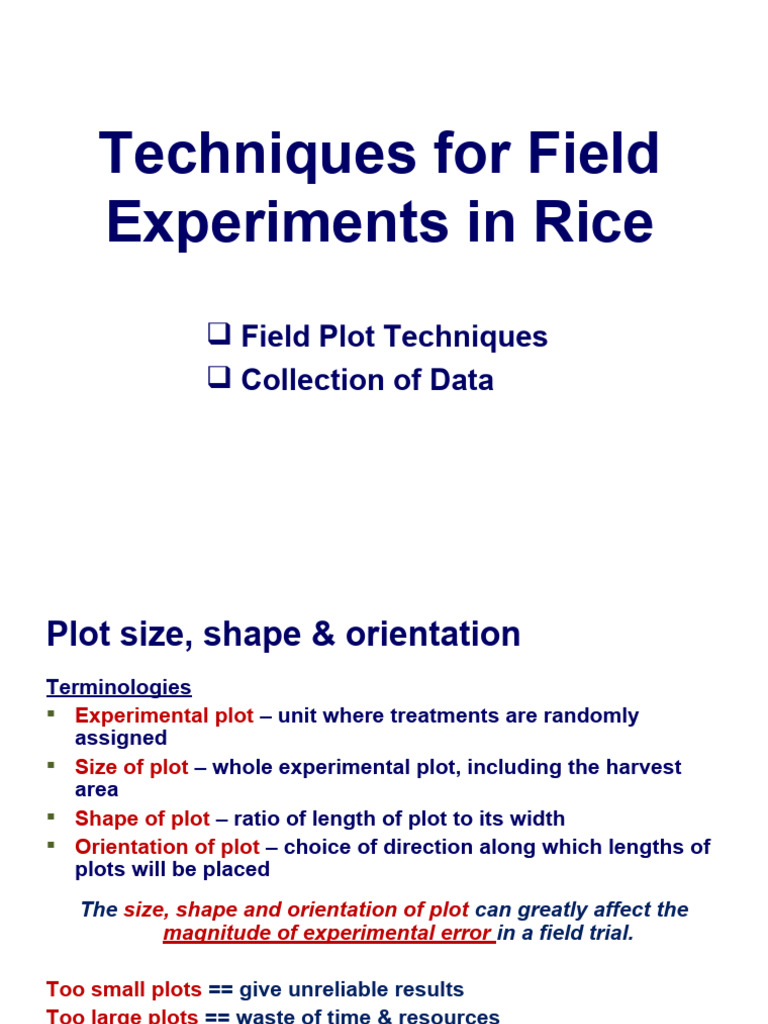 Field Plot Techniques | PDF | Experiment | Crop Yield