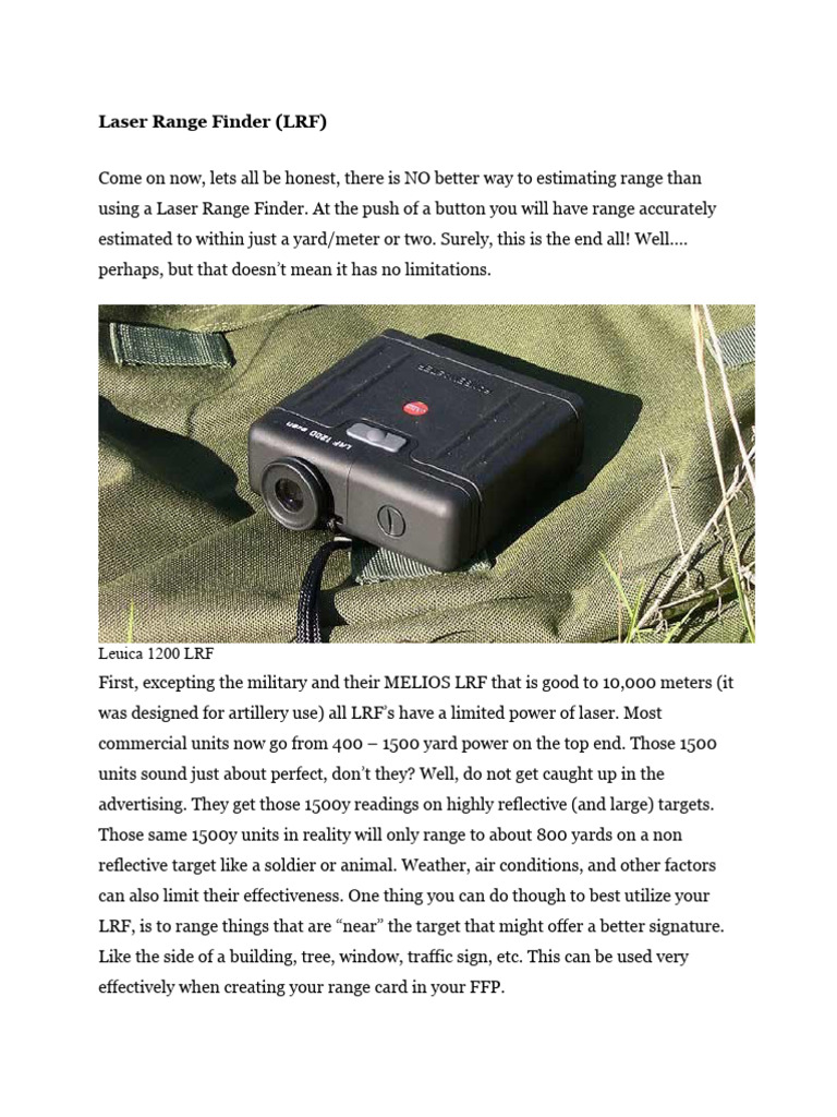 Laser Range Finder (LRF) | PDF | Telescopic Sight | Equipment