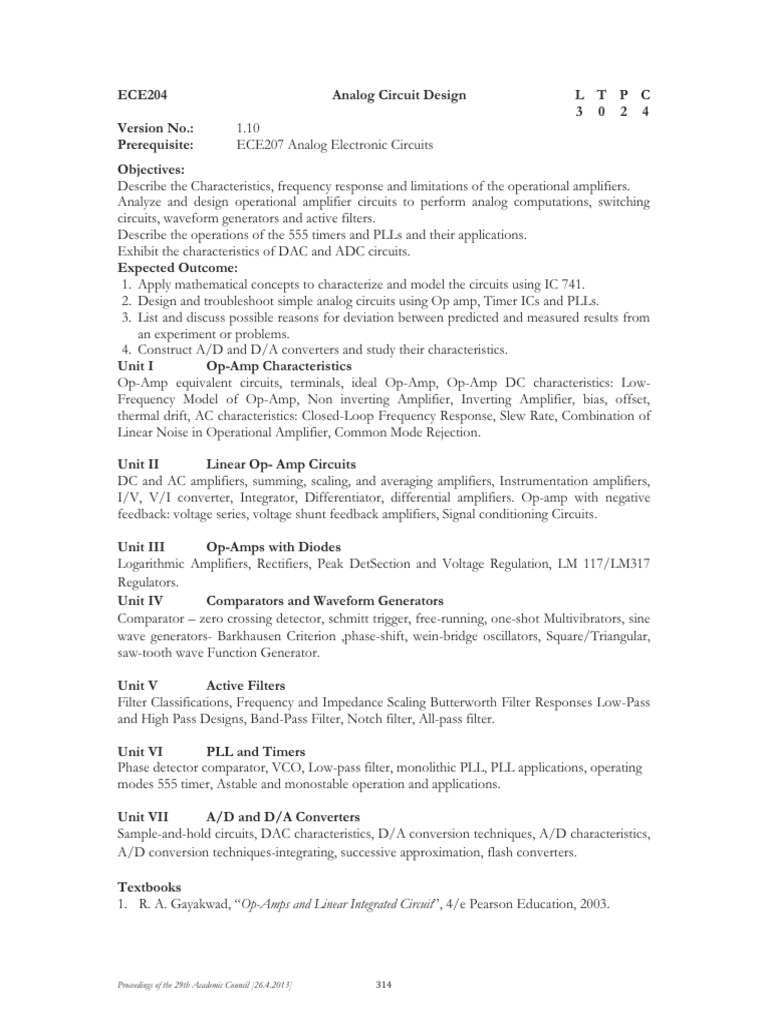 Analog Circuit Design Course | PDF | Operational Amplifier | Amplifier
