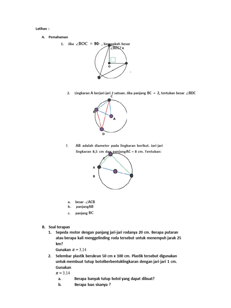 Latihan Unsur Lingkaran | PDF | Metode & Bahan Ajar | Griya & Taman