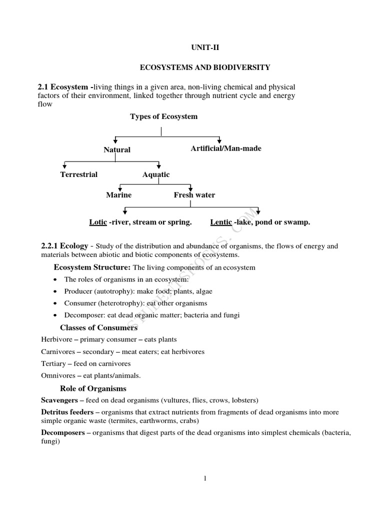 Evs Unit 2 Pdf Food Web Ecosystem