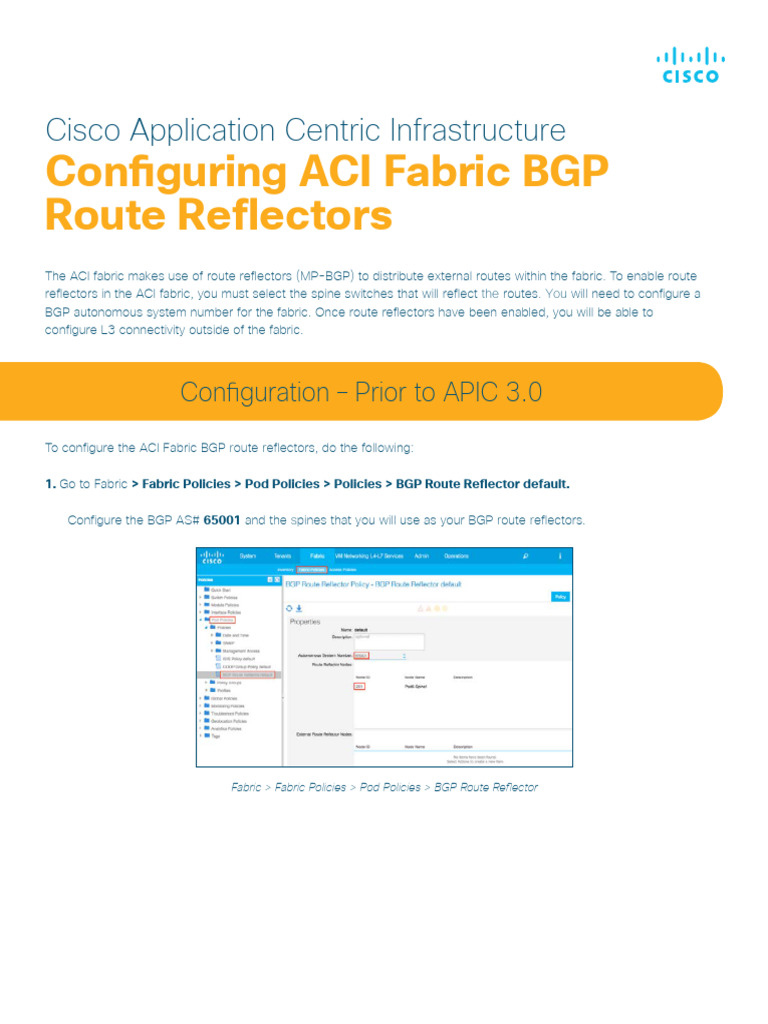Aci Guide Configuring Fabric BGP Route Reflectors | PDF | Computers