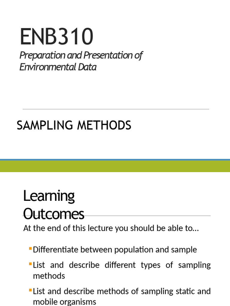 SS LECTURE2 ENB 310 Sampling Method | PDF | Sampling (Statistics)