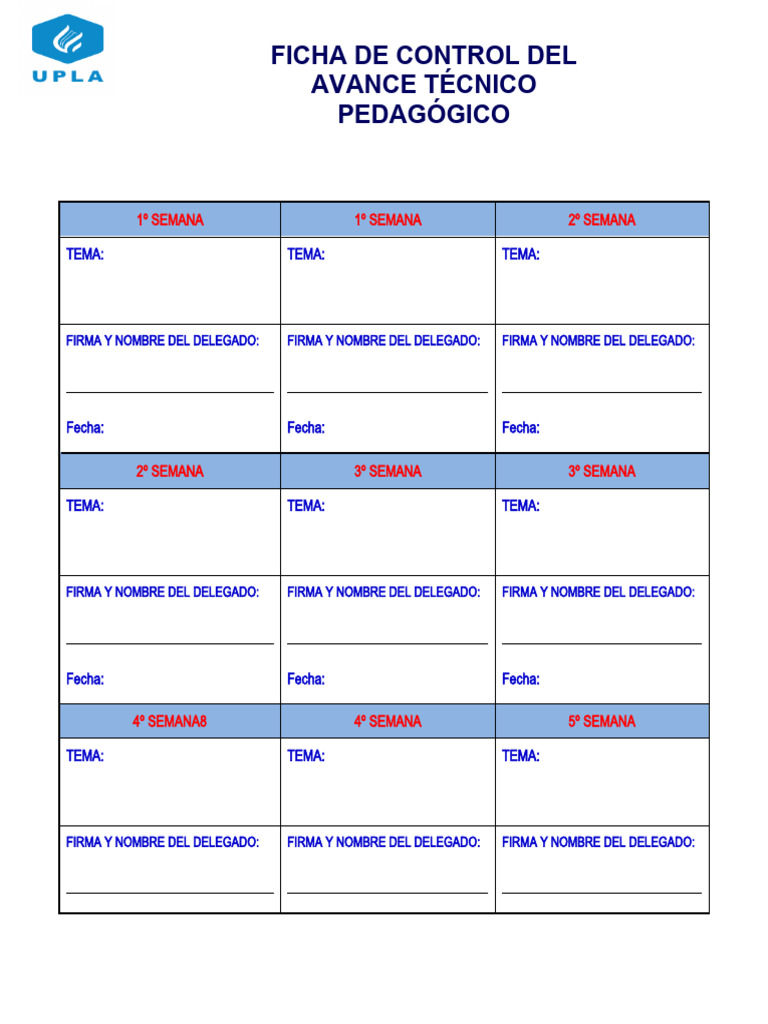 Ficha de Control de Avance Tecnico Pedagogico - 2023-Ii | PDF