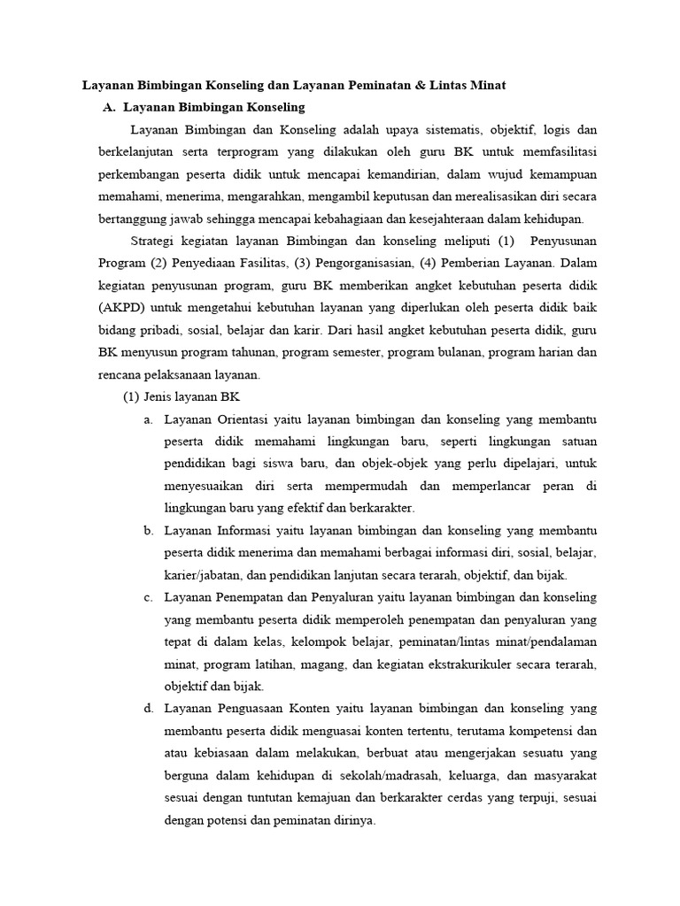 Layanan BK & Peminatan Siswa | PDF | Karier & Perkembangan