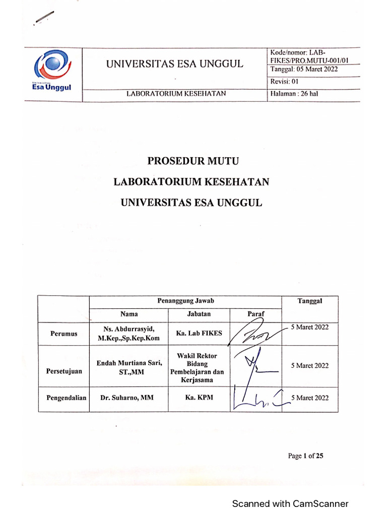 Legal Prosedur Mutu Laboratorium Kesehatan Rev 01 2022 | PDF | Sains & Matematika | Teknologi ...