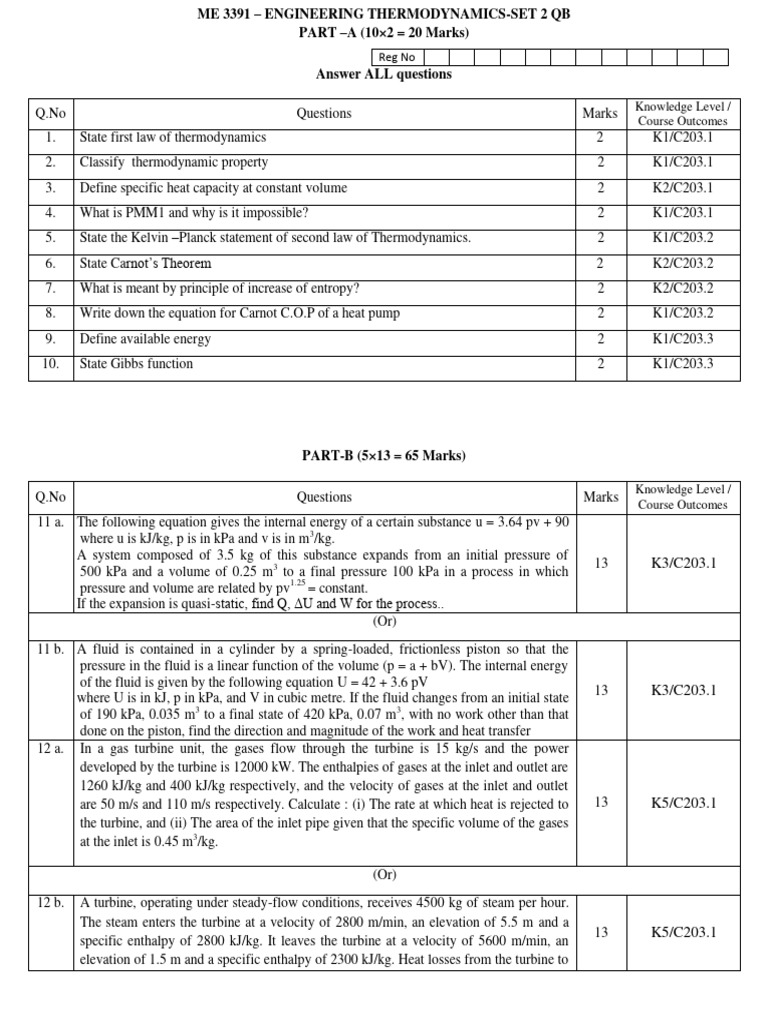 Etd QB Set 2 | PDF | Heat | Enthalpy