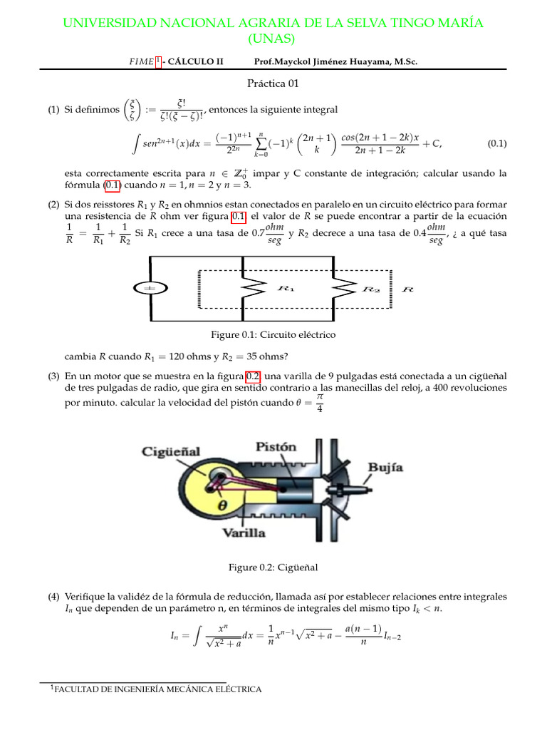 Practica 01 Cal 2 | Descargar gratis PDF | Integral | Cantidades fisicas