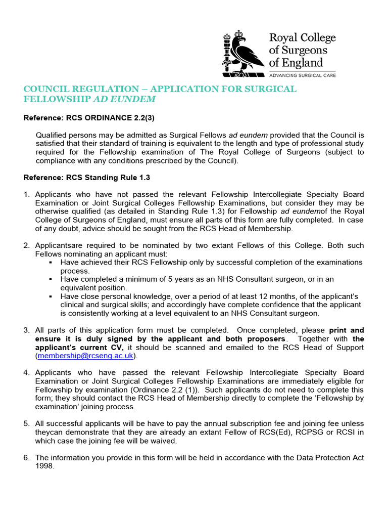 Surgical Fellow Ad Eundem Application 2022 | PDF | Cardiology ...