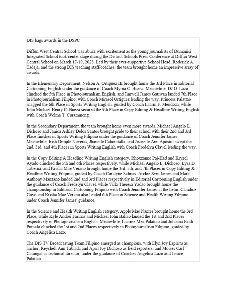 News Article - DSPC | PDF