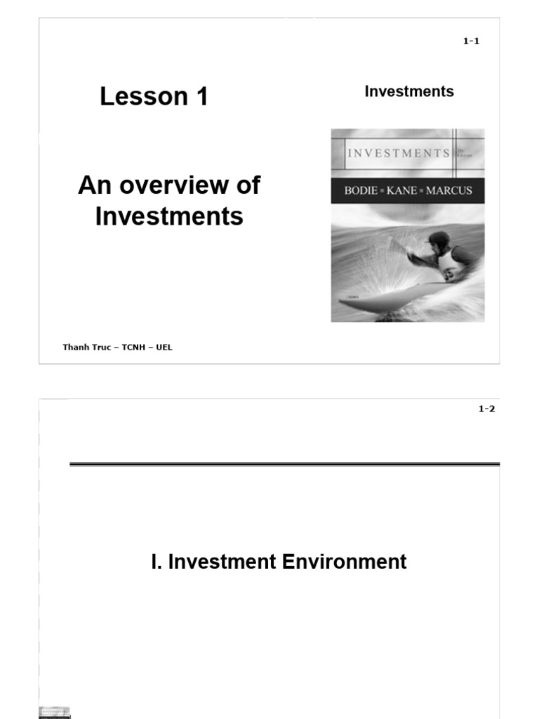 Lesson 1-1 Overview of Investments | PDF | Investing | Stocks