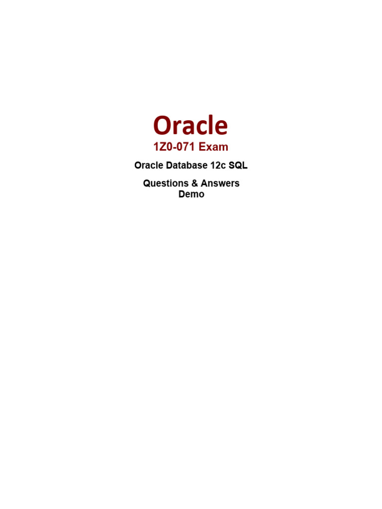 Oracle 12c SQL Exam Prep | PDF | Table (Database) | Database Index