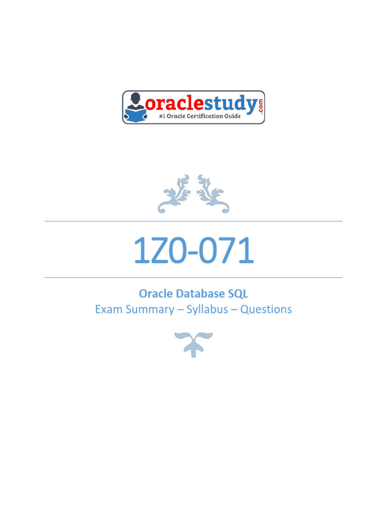 Exam Summary - Syllabus - Questions: Oracle Database SQL | PDF | Table (Database) | Database Index