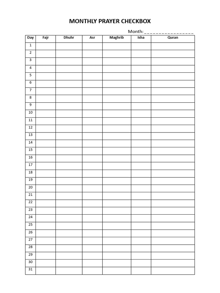 Prayer Checkbox | PDF