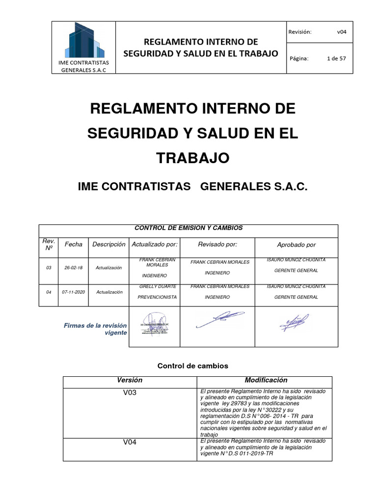 Reglamento Interno SST. | PDF | Seguridad y salud ocupacional | Derecho laboral