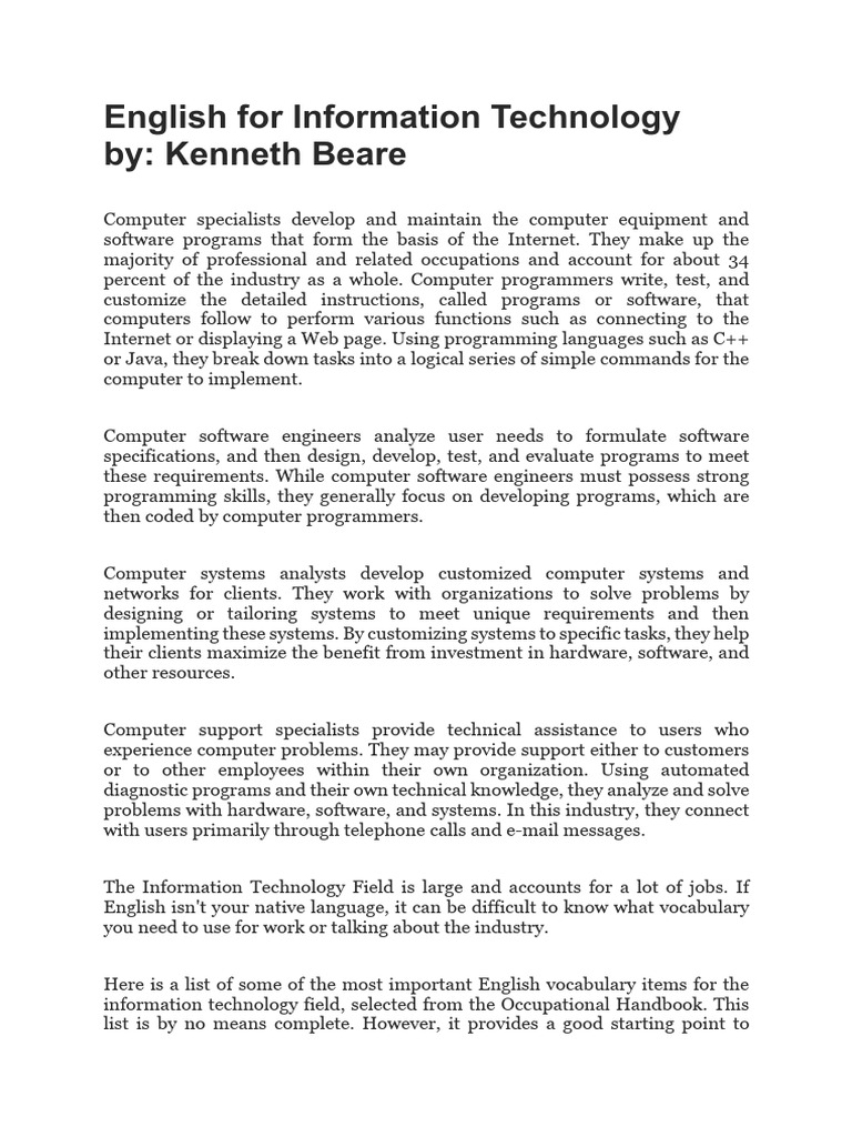 English For Information Technology-2 | PDF | Computer Program | Programming