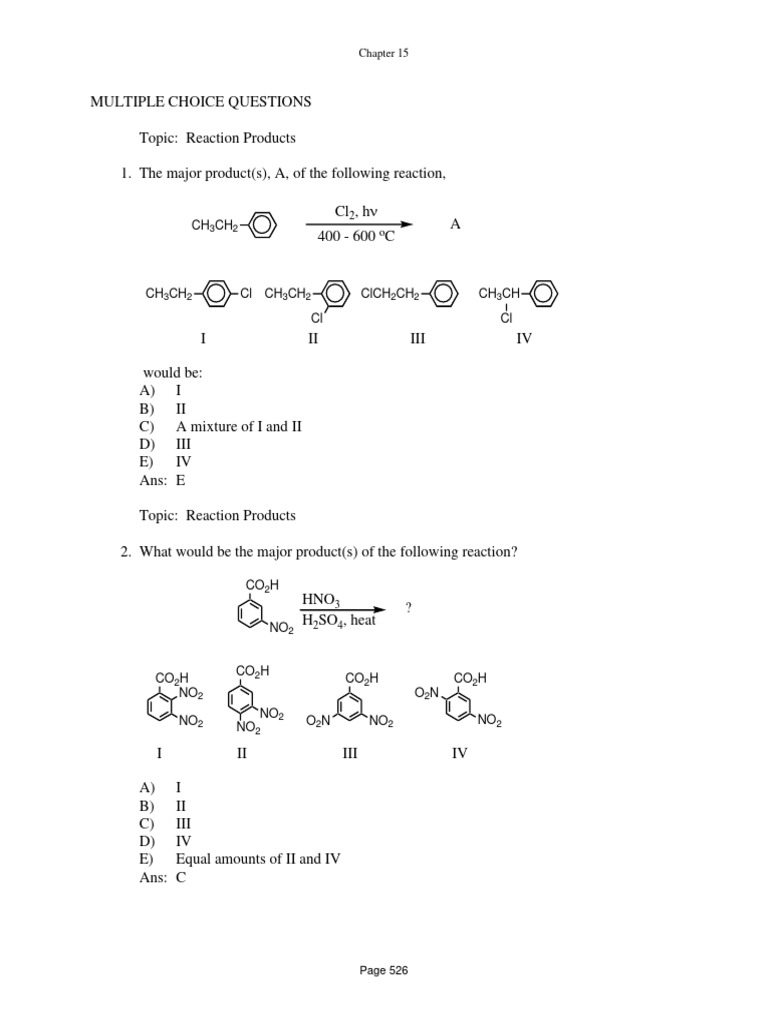 Major Products from Electrophilic Reactions | PDF | Molecules ...