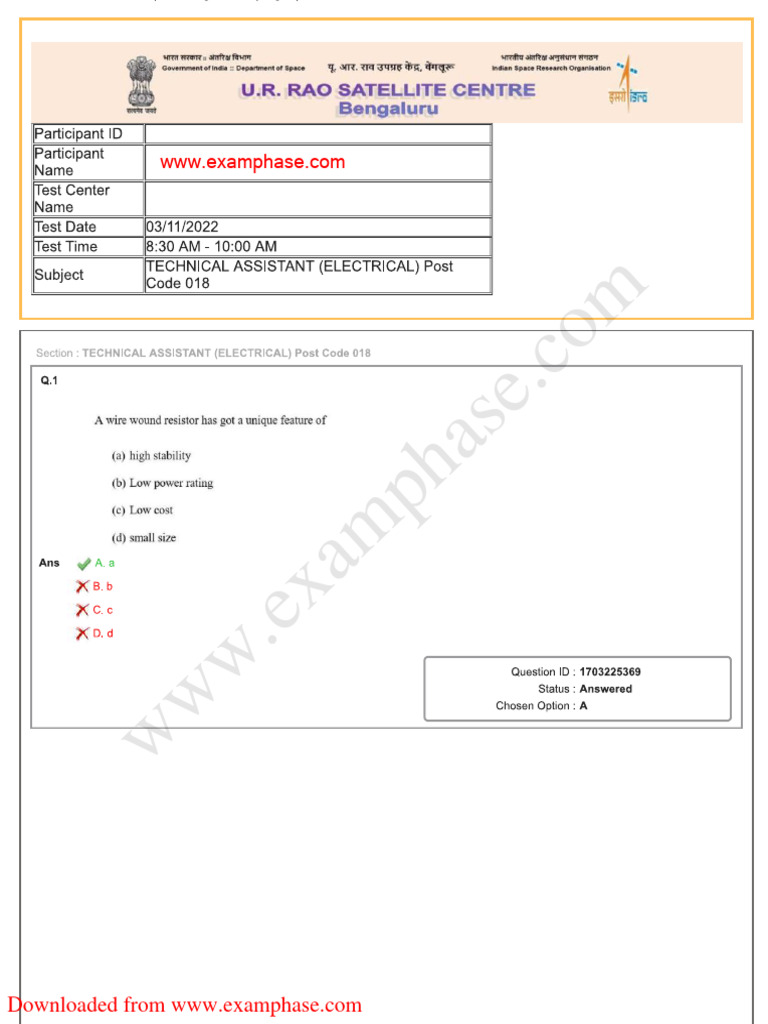 ISRO Electrical Question Paper PDF | PDF