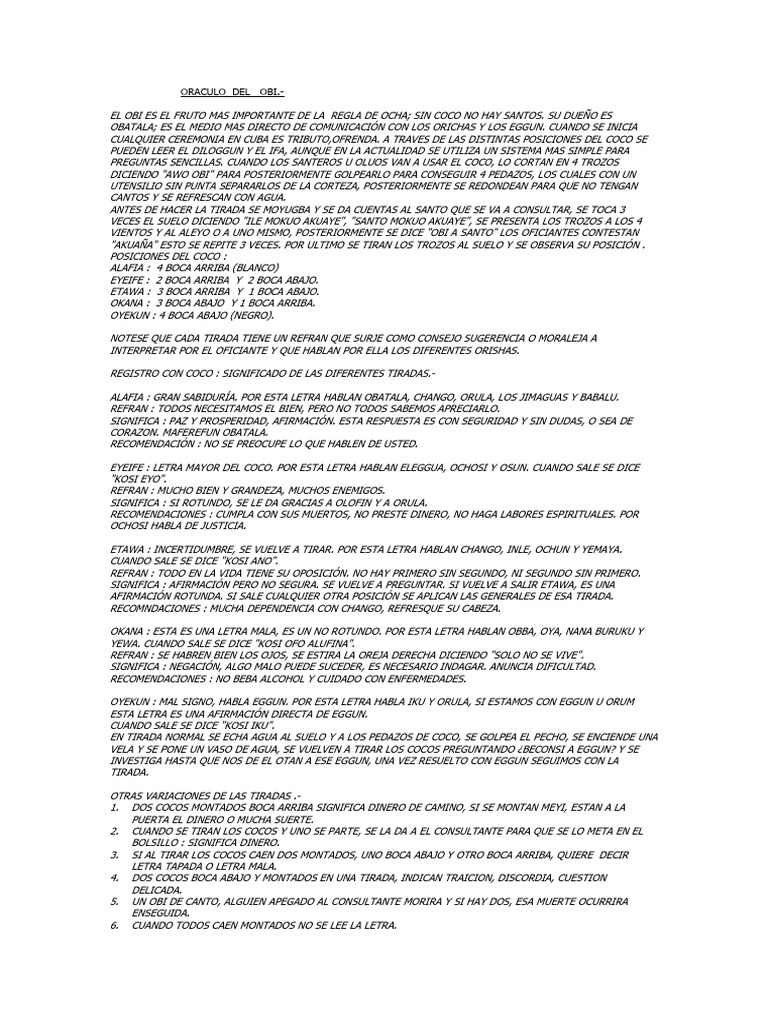 Significado de las Tiradas del Coco | PDF | Santeria