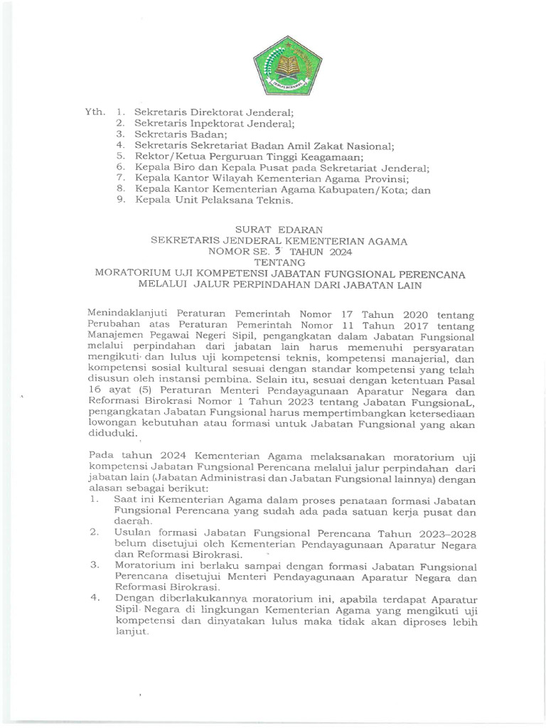 Surat Edaran 3 Tahun 2024 | PDF