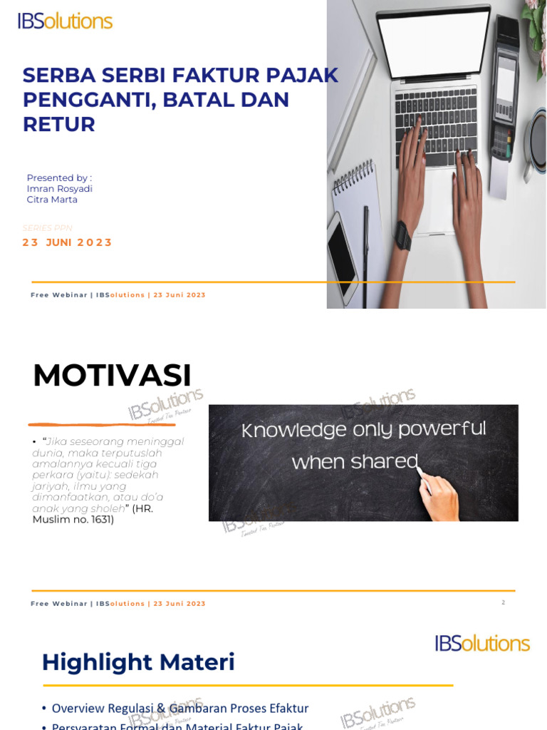 IBSolutions Materi 16 - Serba Serbi Faktur Pajak Pengganti, Batal, Dan Retur | PDF