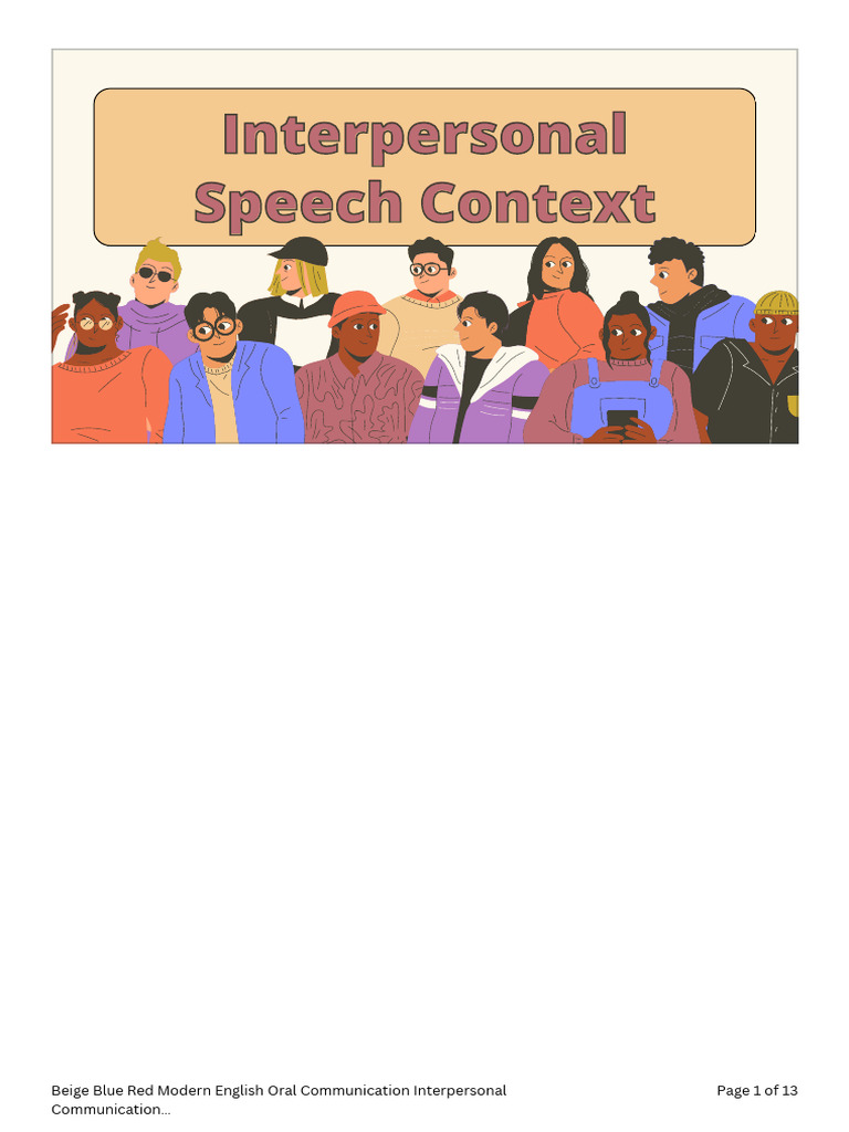 Beige Blue Red Modern English Oral Communication Interpersonal ...