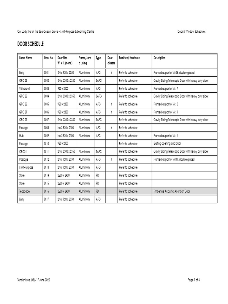 Window & Door Schedule (Ta2) | PDF | Door | Window