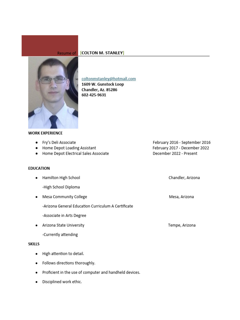 Resume Colton M Stanley | PDF