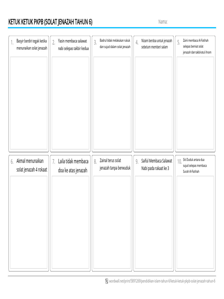 Ketuk Ketuk PKPB Solat Jenazah Tahun 6 Bingkai Lukisan | PDF