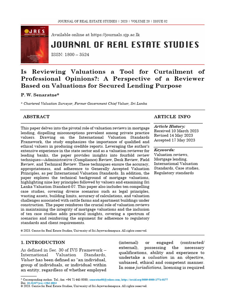 Valuation Reviews in Mortgage Lending | PDF | Business | Finance ...